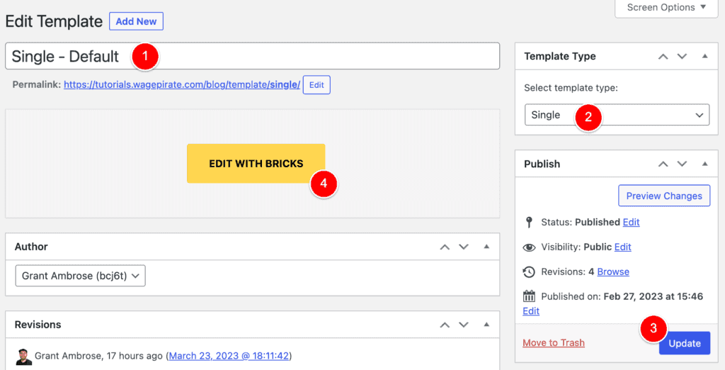 Set a Bricks Builder Template using PHP – WagePirate