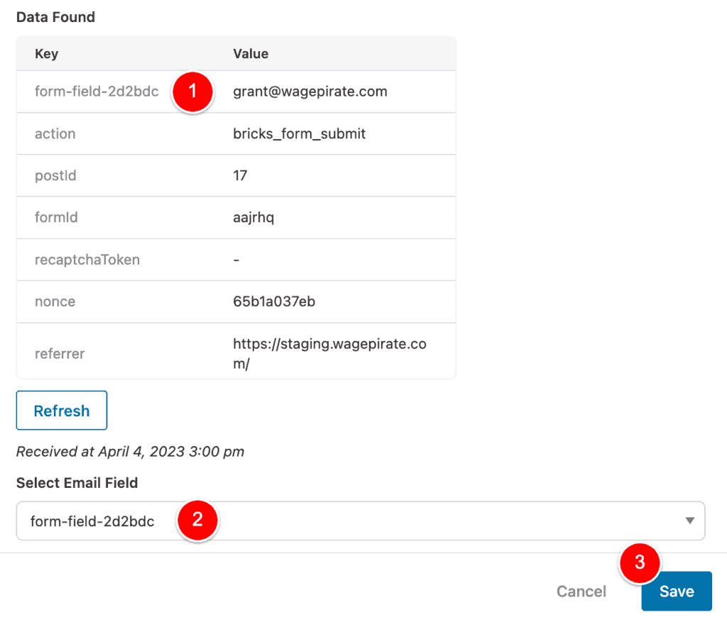 Bricks Builder Form data to FunnelKit Automations – WagePirate